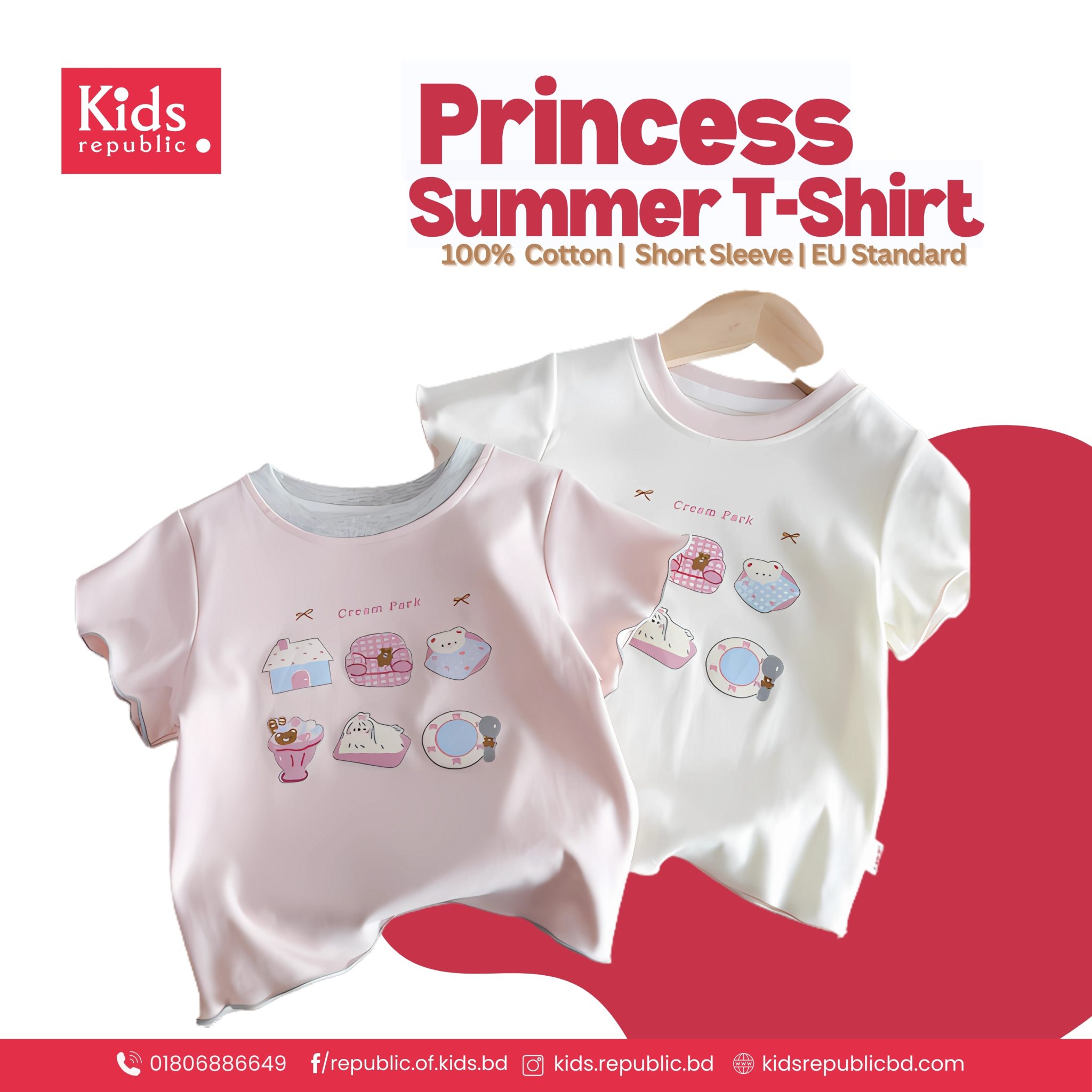 Pure Cotton Princess Pink Summer T- Shirt - Kids Republic - All in 1 ...