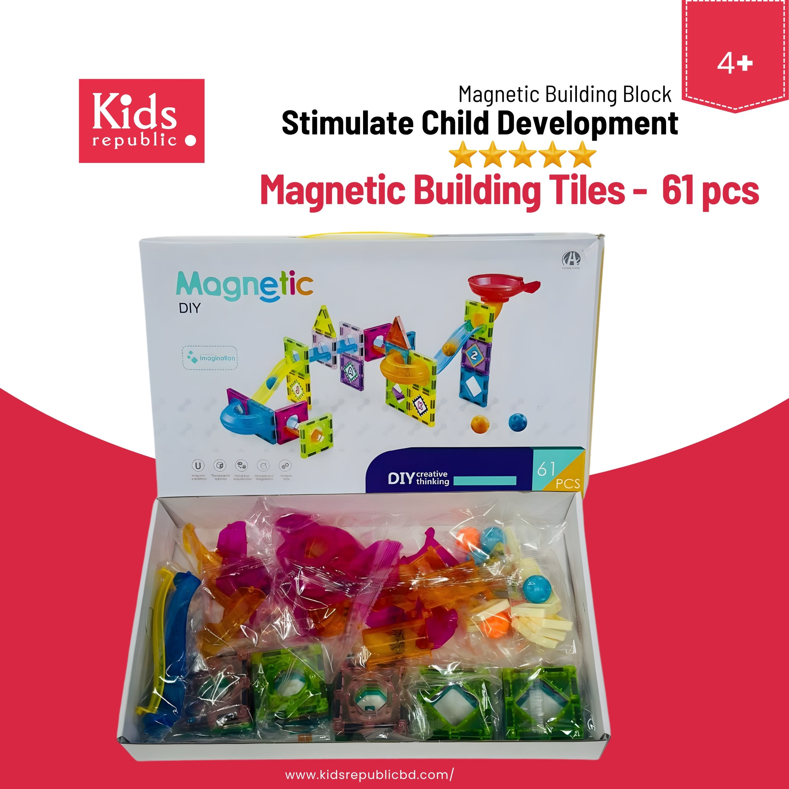 Magnetic Rolling Tiles Toys 61-Piece - Creative Learning Game for Kids ...